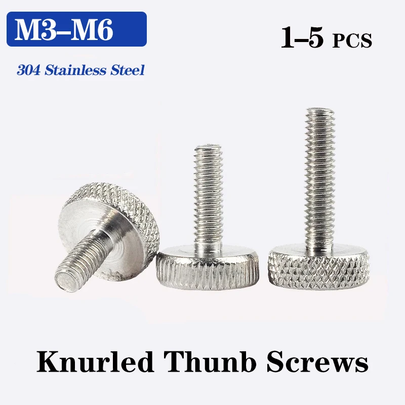 M5 (2Pcs)-30mm -Vis à tête plate moletée en acier inoxydable 304, GB835 ...