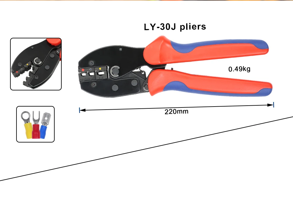 Pince outil,Pince à sertir pour 22-10 AWG LY-30J – 6.0 mm2, connecteurs ...