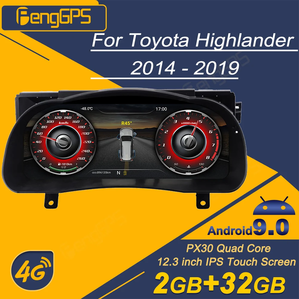 For-Toyota-Highlander-2014-2019-Car-LCD-Dashboard-Digital-Cluster ...
