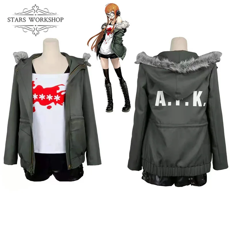 Anime Persona 5 Cosplay Futaba Sakura Cosplay Costume T Shirt Coat ...