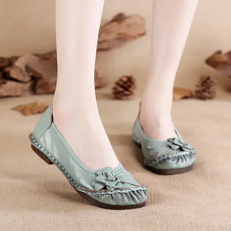 Designer Fancy Women Flats Genuine Leather Lazy Shoes Ladies Loafers ...