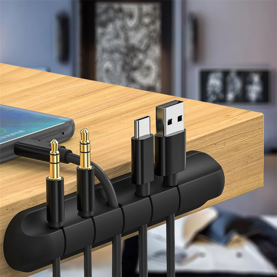 Organizer Silicone USB Cable Winder Desktop Tidy Flexible Cable ...