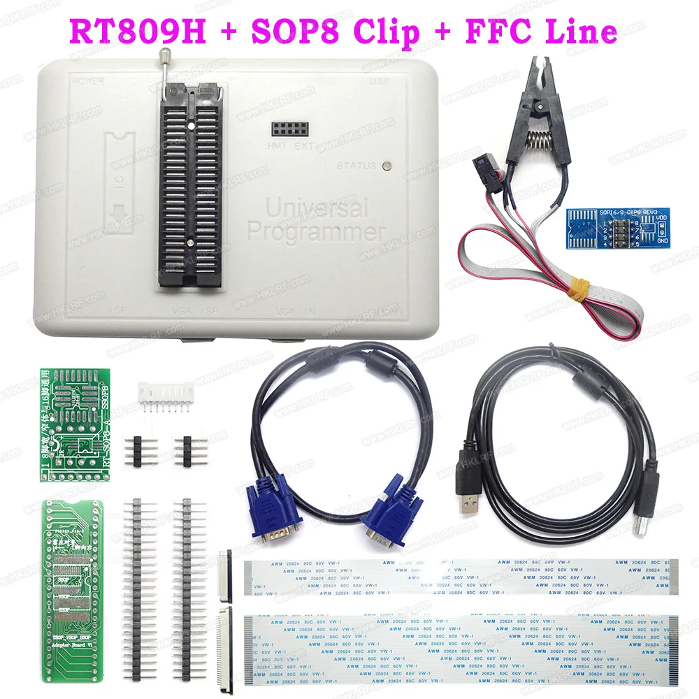 RT809H BIOS 범용 프로그래머 USB EMMC Nand 플래시 EEPROM 프로그래머, SOP8 클립 + FFC 라인 포함|계산기| - AliExpress