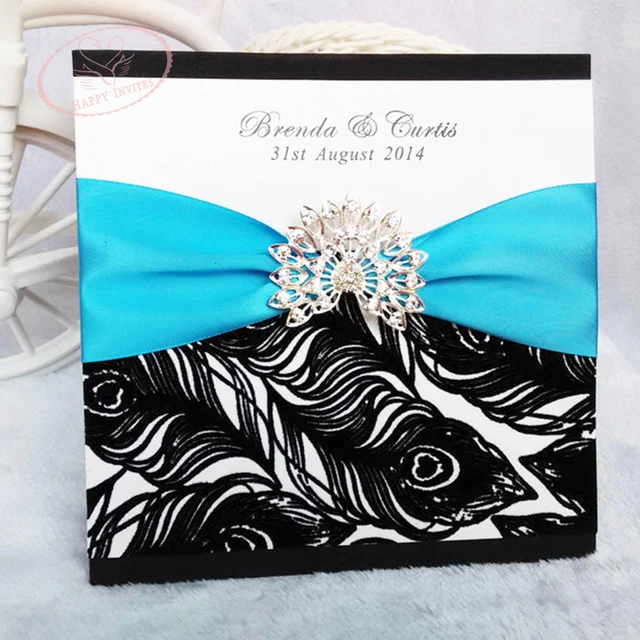 Turquoise And Black Wedding Invitations