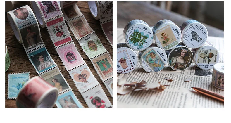 1 Roll Washi Tape Creative Vintage Stamp DIY Scrapbooking Album Diary ...