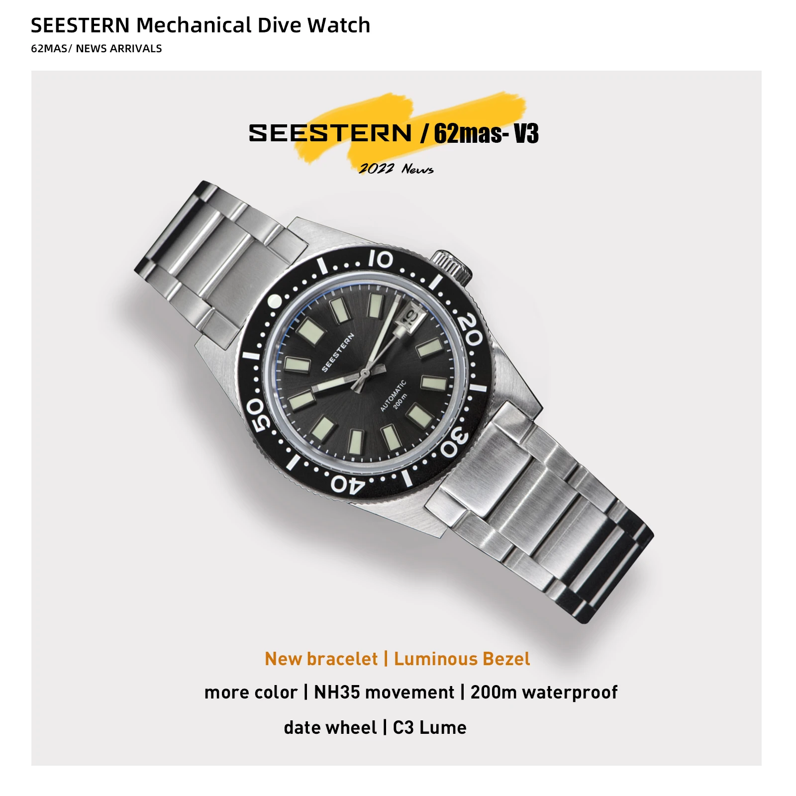 Seestern 62mas Diving Watch Men Automatic Mechanical Wristwatch ...