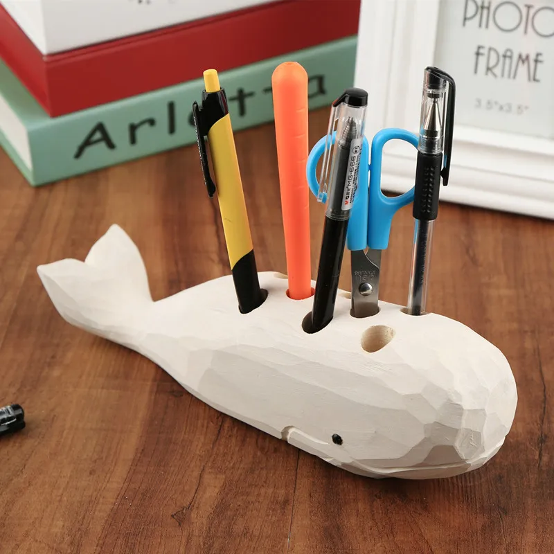 Hand-Carved-White-Whale-Animal-Porous-Pen-Holder-Creative-Office ...