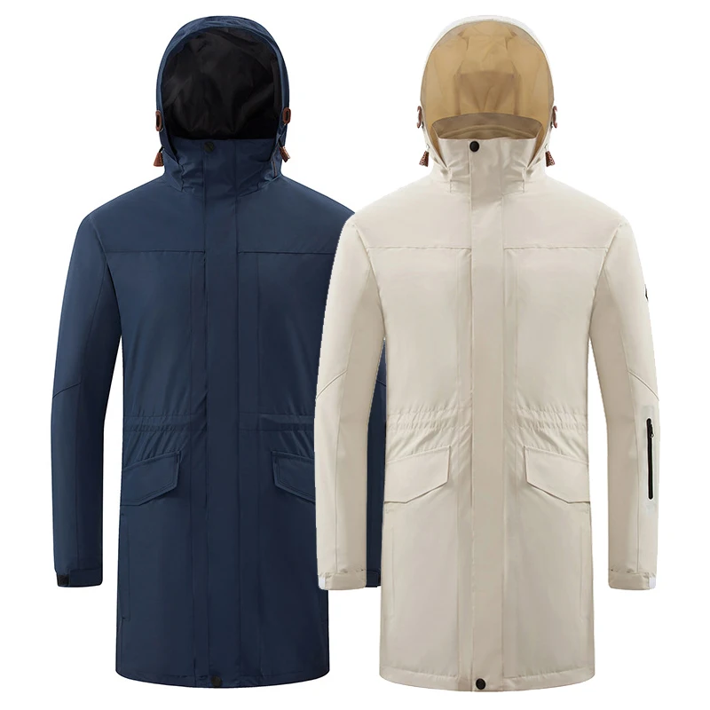 Autumn Winter Outdoor Men's Mid length Soft Shell Jacket Waterproof ...