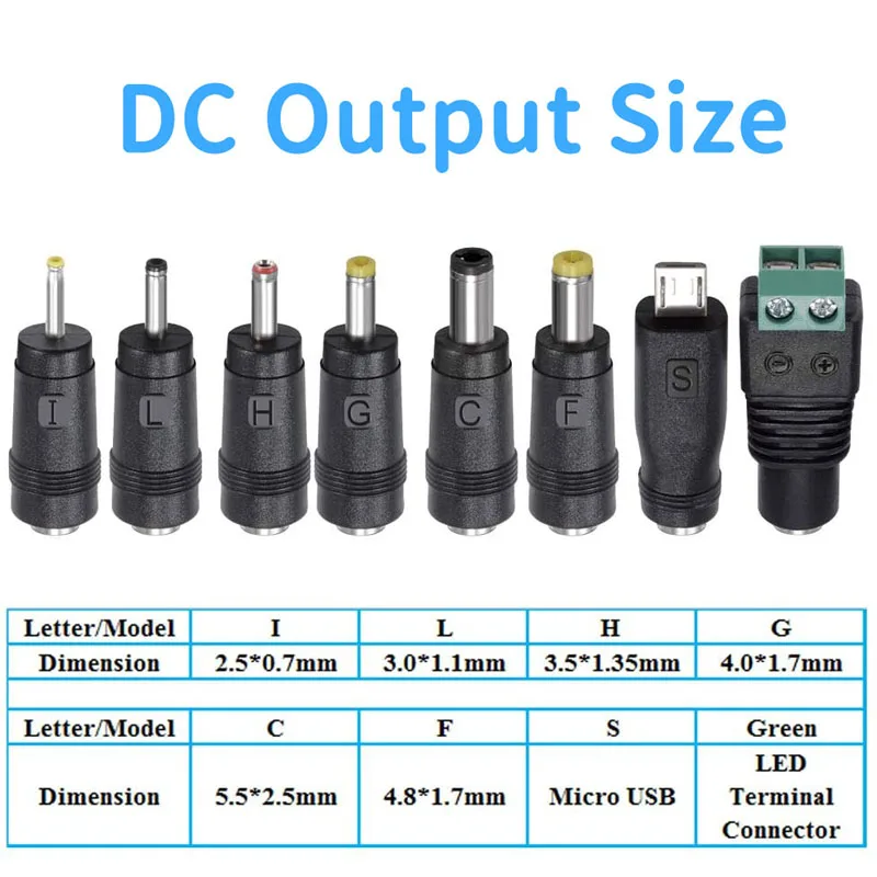 8pcs Power Connectors Adapter Kits for Universal Laptop,5.5x2.5mm DC AC ...