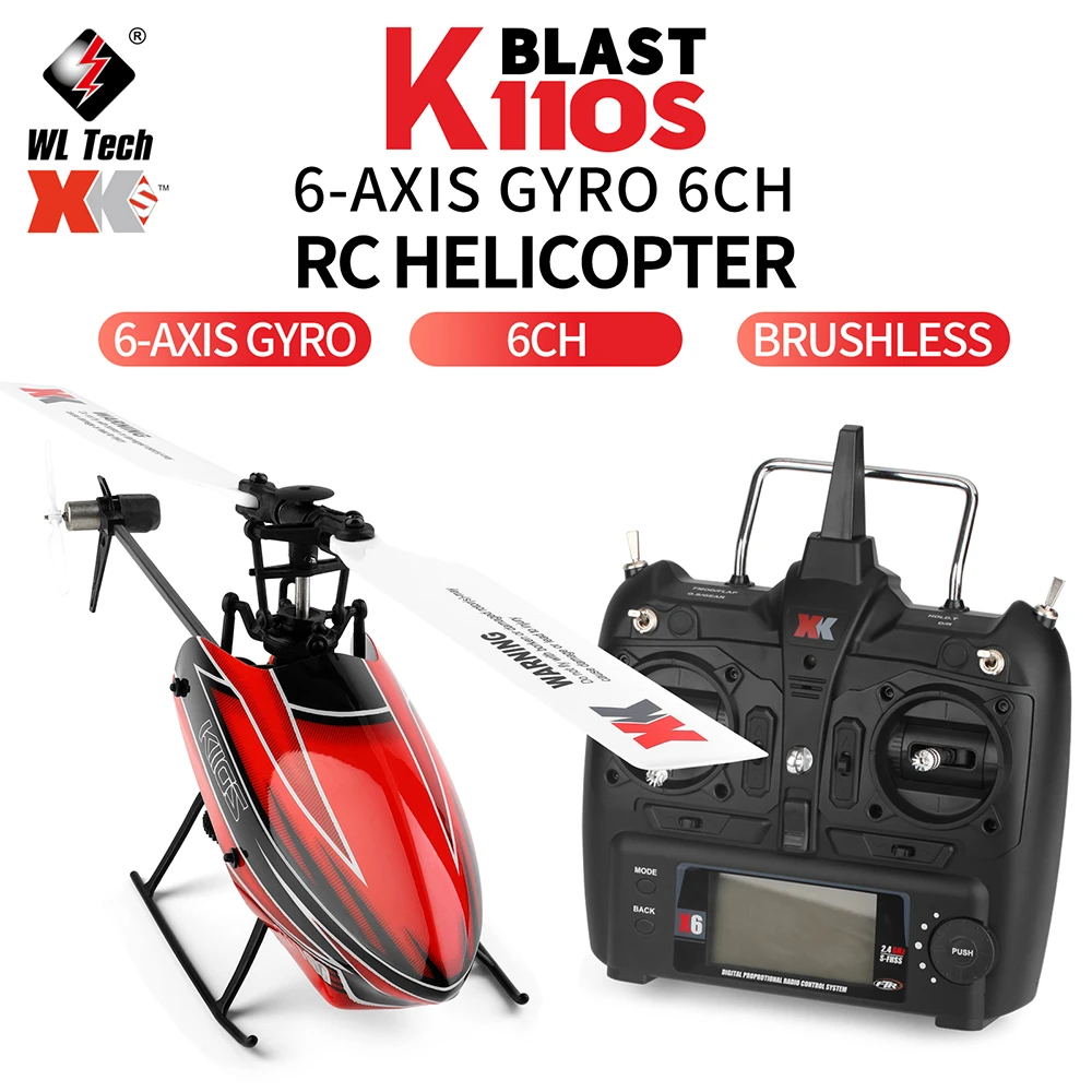 Wltoys XK K110S 6CH 3D 6G System Remote Control Toy Brushless Motor 2.4G RC Helicopter BNF/RTF ...