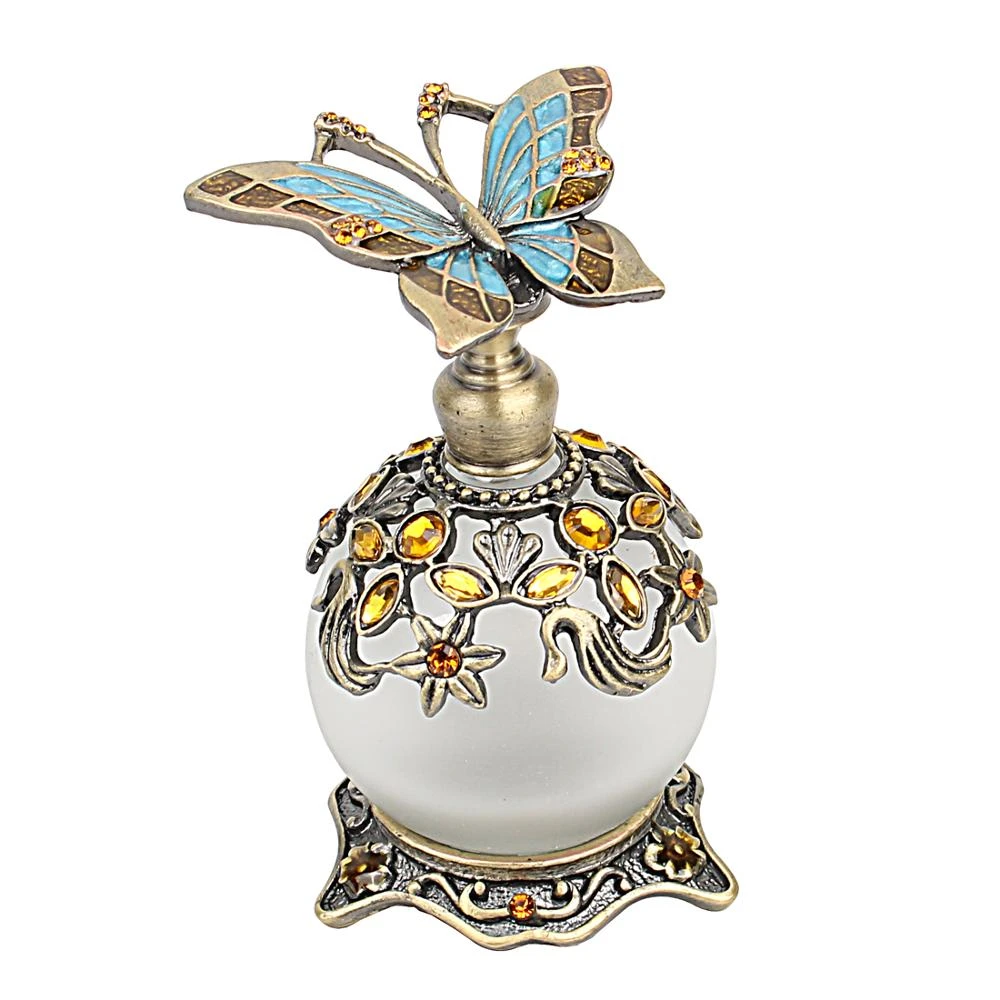 Botella de Perfume de vidrio rellenable, bote vacío con mariposa ...