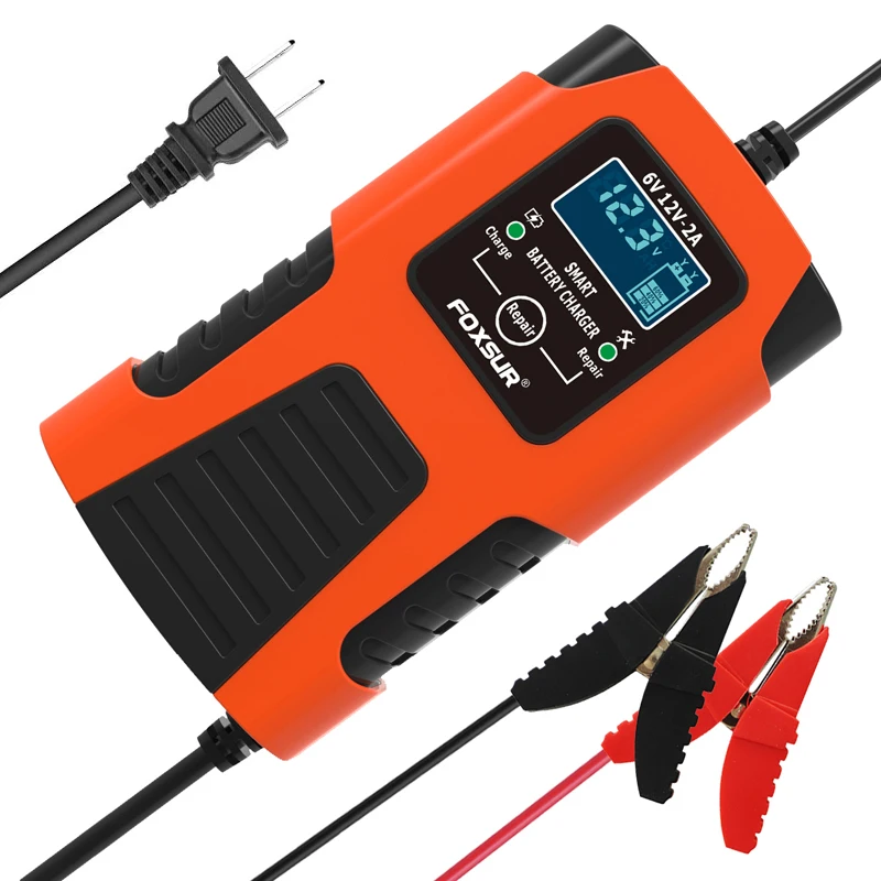 FOXSUR 6V and 12V 2 Amp Fully Automatic Smart Charger motorcycle ...