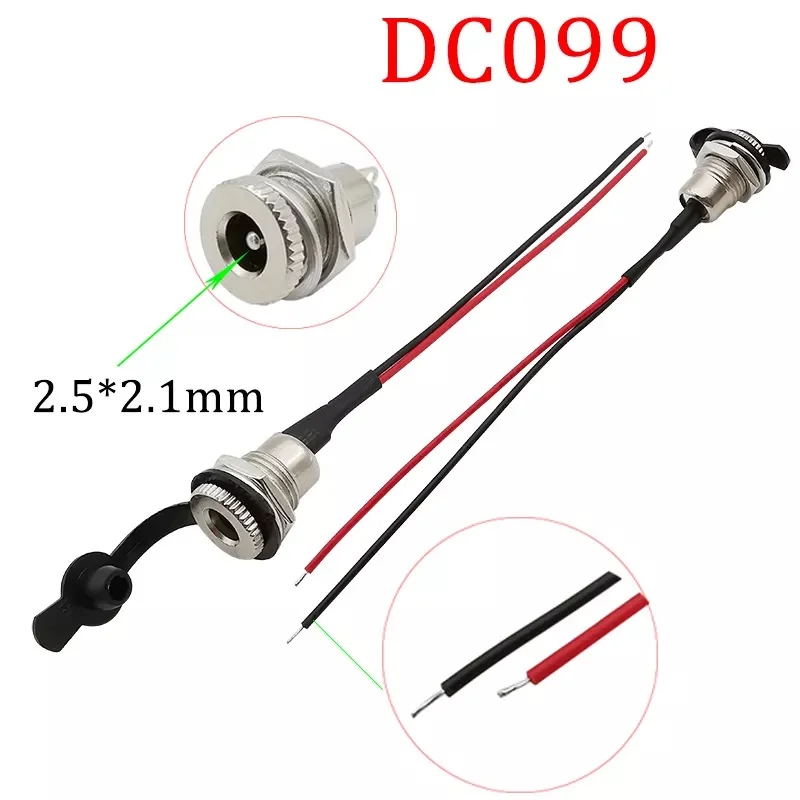 1pc 5.5 X 2.1mm Dc Power Jack Socket Dc099 Threaded Female Mount ...