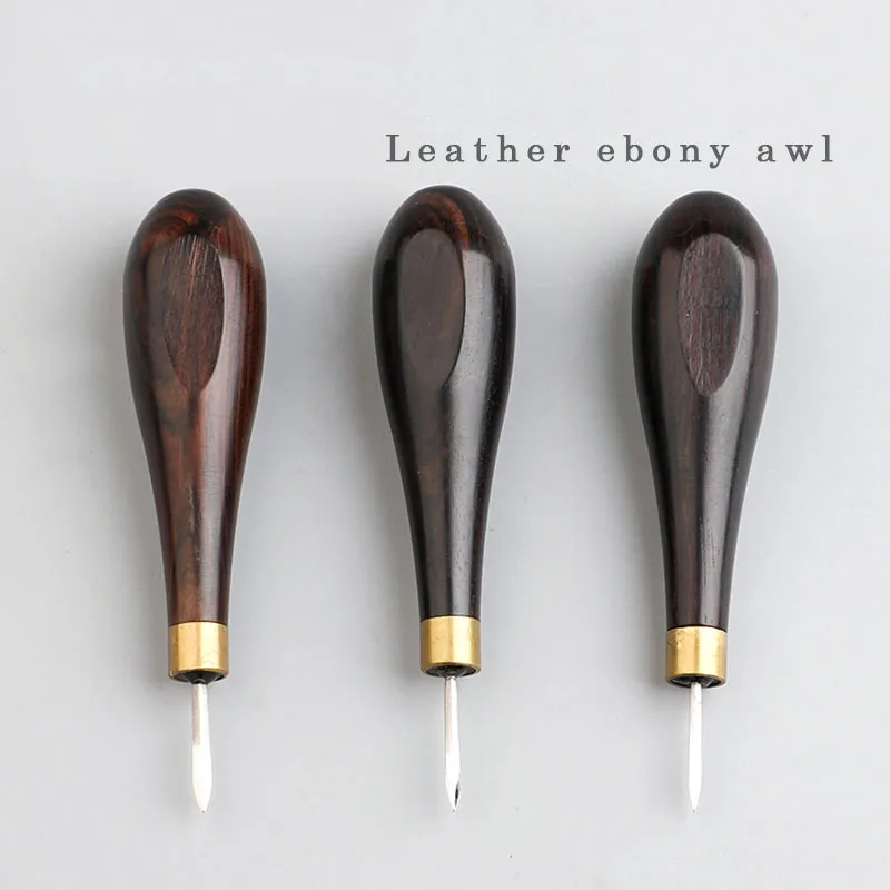 1pc 3mm 4mm 5mm Leather Stitching Awl Diamond Shape Ebony Blackwood ...