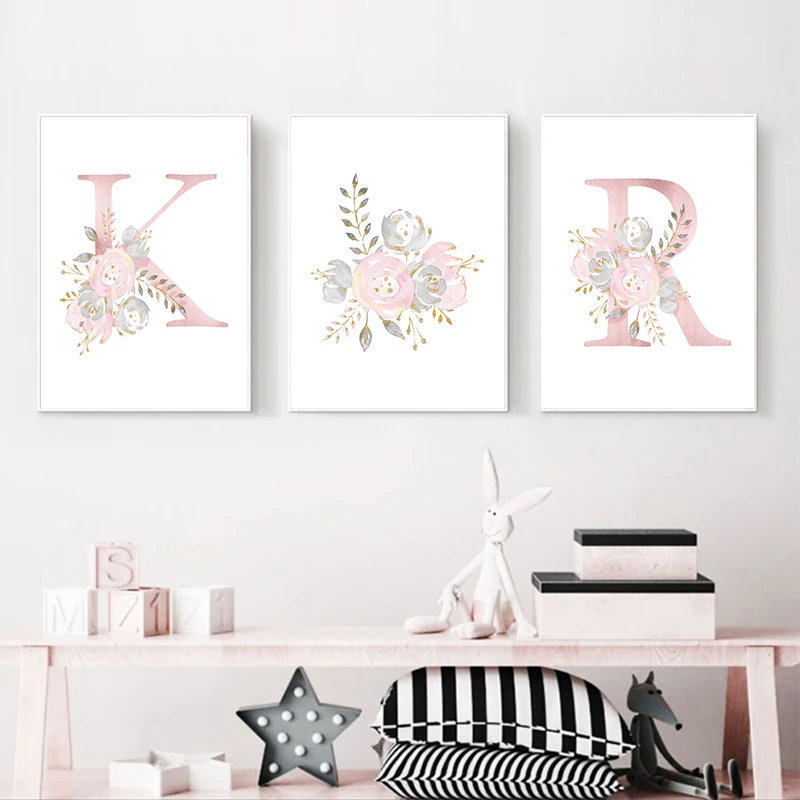Baby Posters Personalized Girl's Name Custom Poster Nursery Prints Pink ...