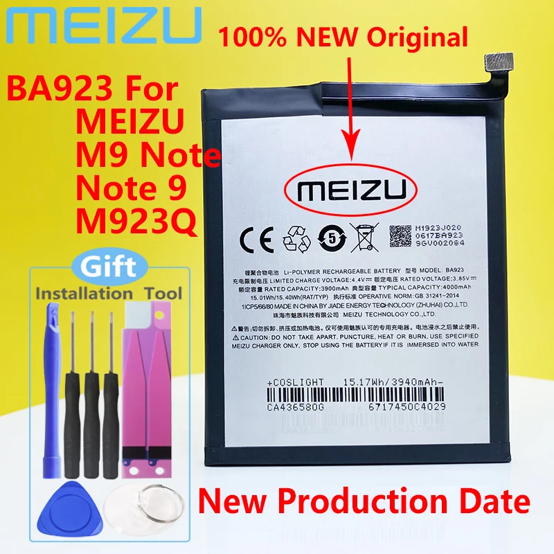 100% New Original Meizu Note 9 M9 M923H Smartphone BA923 4000mAh High Quality Battery+Tracking ...