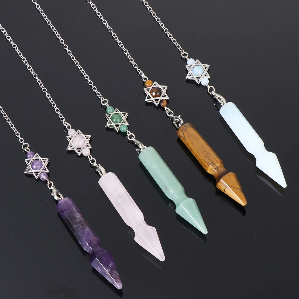 Natural Gem Stone Chain Men Jewelry Reiki Hexagonal Pendant Healing ...