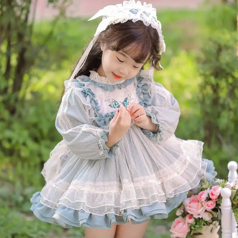 Spanish Girls Boutique Dresses 2023 Spring Children Lace Bow Embroidery ...