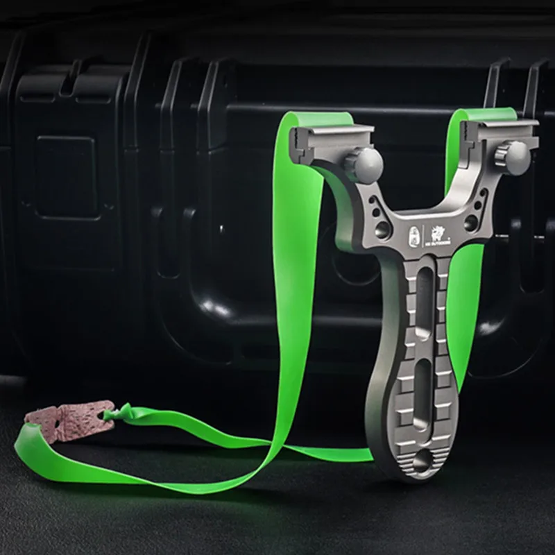 High-precision Aluminum Alloy Flat Leather Slingshot High-power Rubber ...
