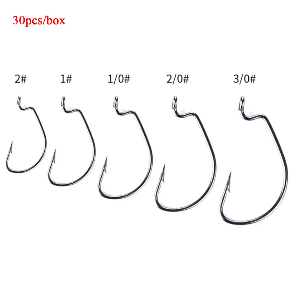 30pcs-Box-Wide-Crank-Offset-Fishing-Hooks-Carbon-Steel-Carp-Fishhook ...