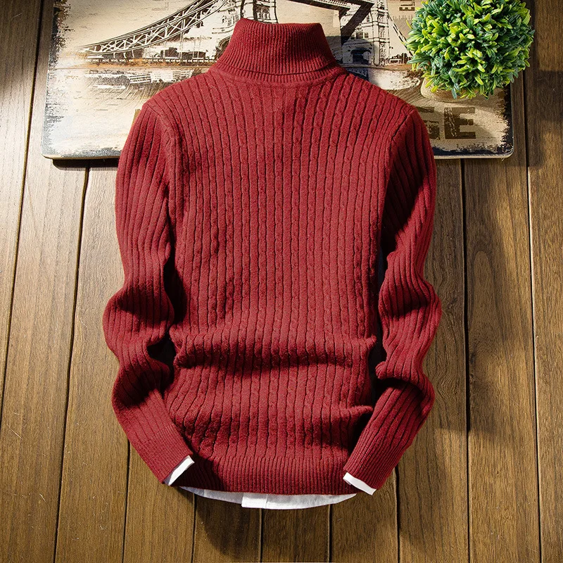 Fashion Red Sweaters Men Mens Sweater 2019 Autumn Winter Warm Thick ...