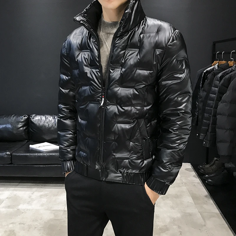 Модные мужские однотонные толстые куртки и пальто со стоячим воротником ...