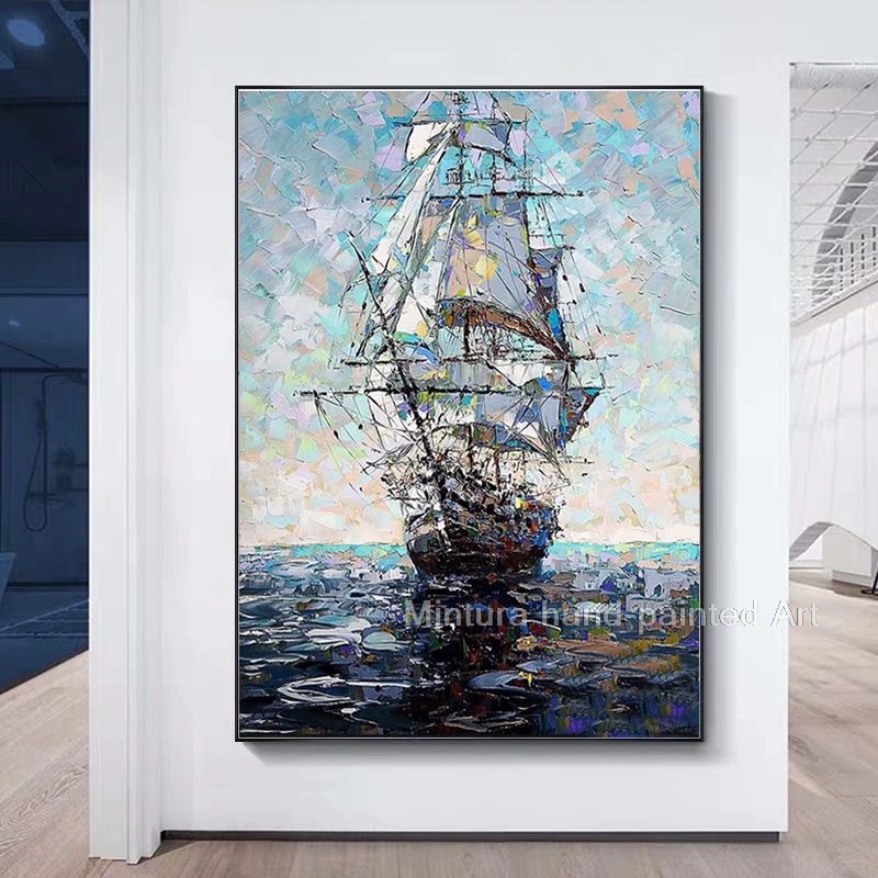 Pinturas al óleo sobre lienzo para decoración del hogar, arte de pared para entrada, sala de ...