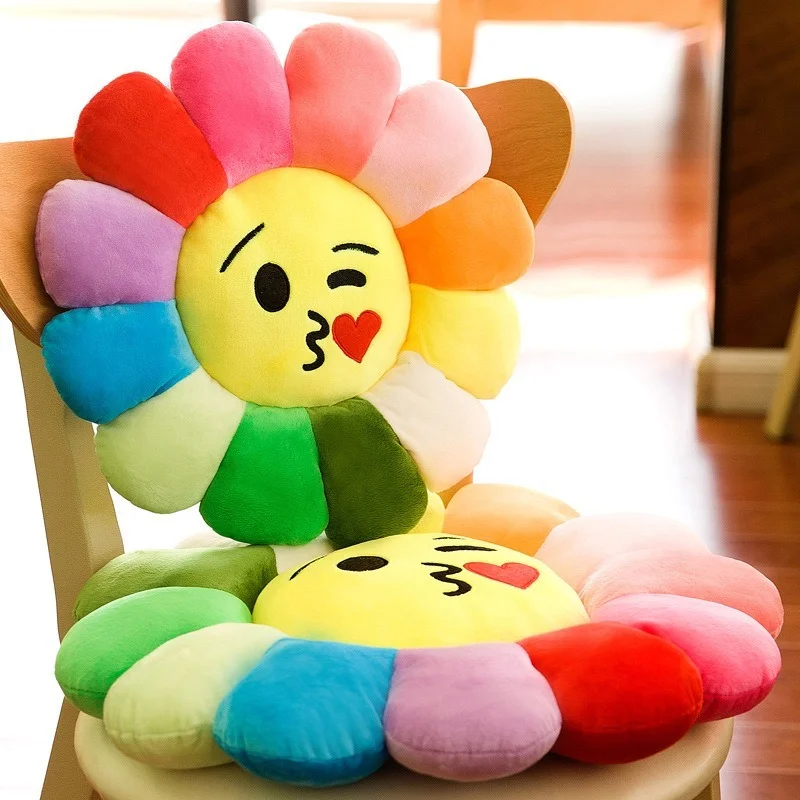 Flower Plush Pillow Sunflower Toy Kids Soft Smiley Colorful Sun 特価