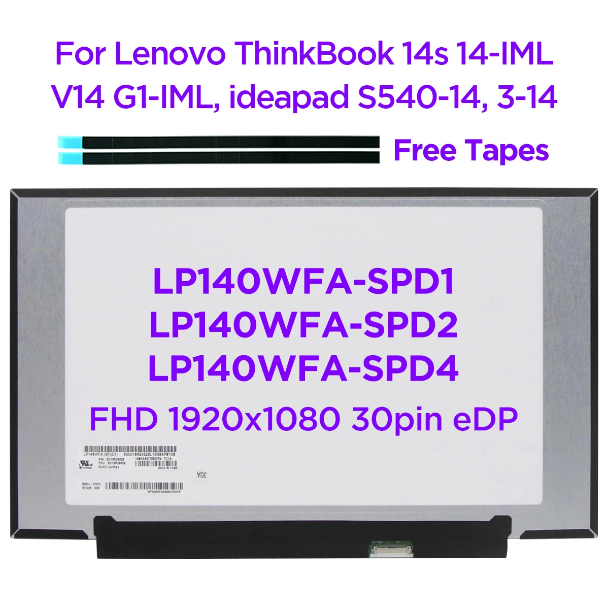 14.0 Laptop Lcd Screen Lp140wfa-spd1 Spd2 Spd4 B140han04.0 For Lenovo ...