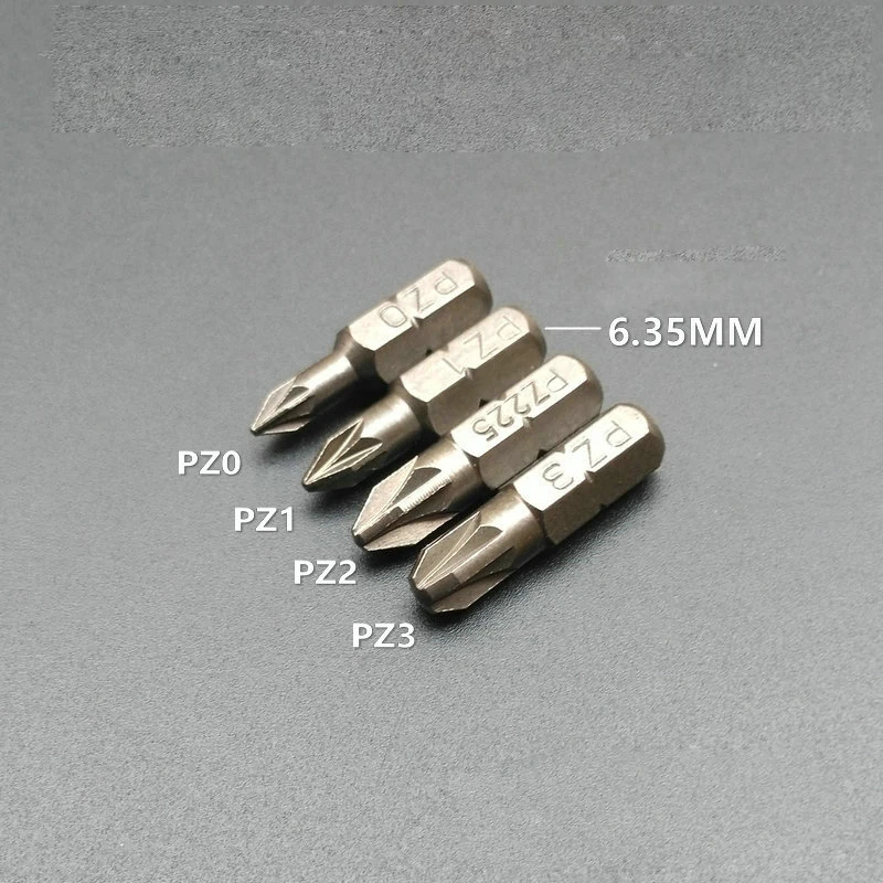 4PCS/set 1/4" 25mm Length PZ0 PZ1 PZ2 PZ3 Screwdriver Bit S2 Magnetic ...