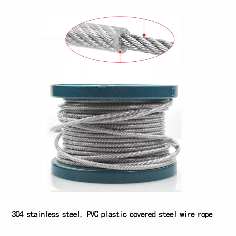 PVC Plastic Coated Stainless Steel 304 Wire Rope Cable 1mm 5mm Diameter ...