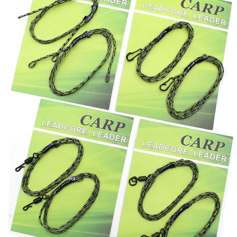 2PCS-Carp-Fishing-Line-Ready-Tied-Lead-Core-Leaders-45IB-Leadcore-With ...