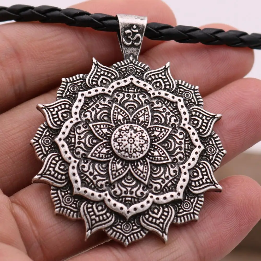 Mitología india antigua Mandala indio flor collar Mandala colgante Zen Yoga OM colgante|Collares ...