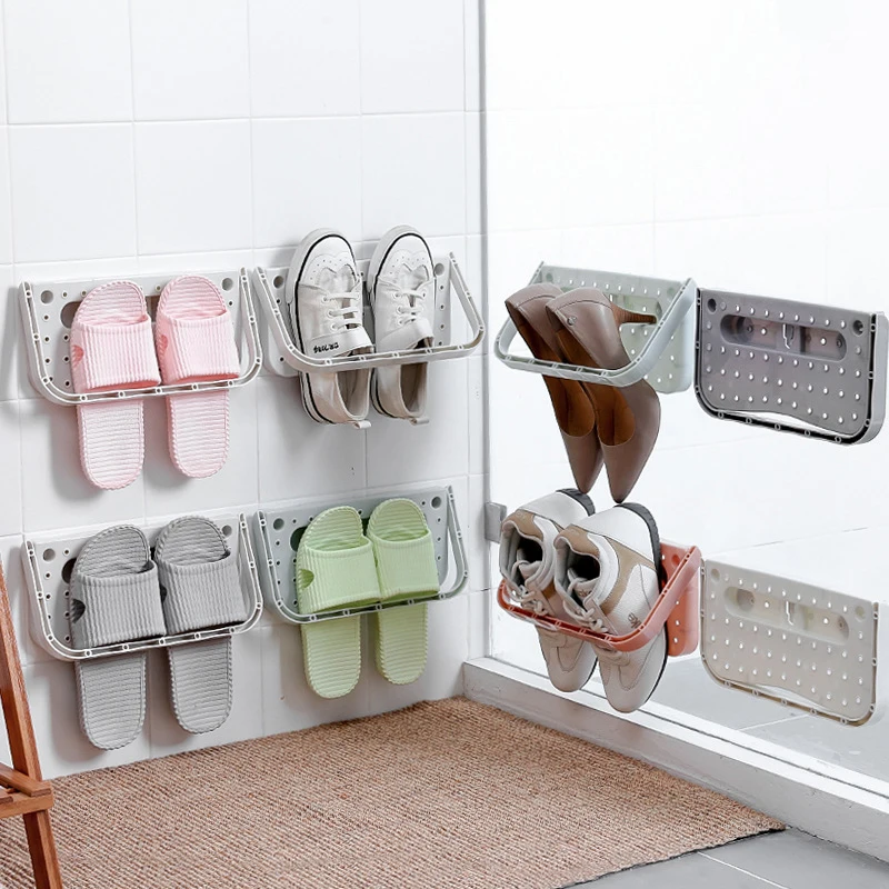 Creative Seamless Wall mounted Shoe Rack Hanging Shelf Storage Rack ...