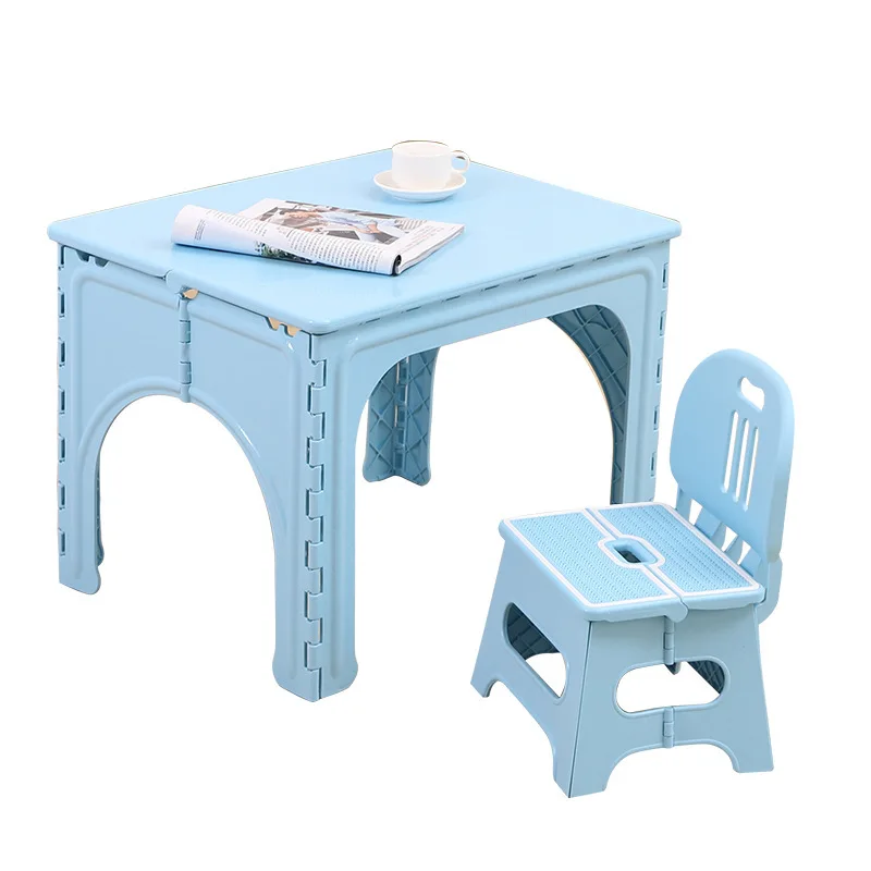 Blue Kids Folding Table And Chairs