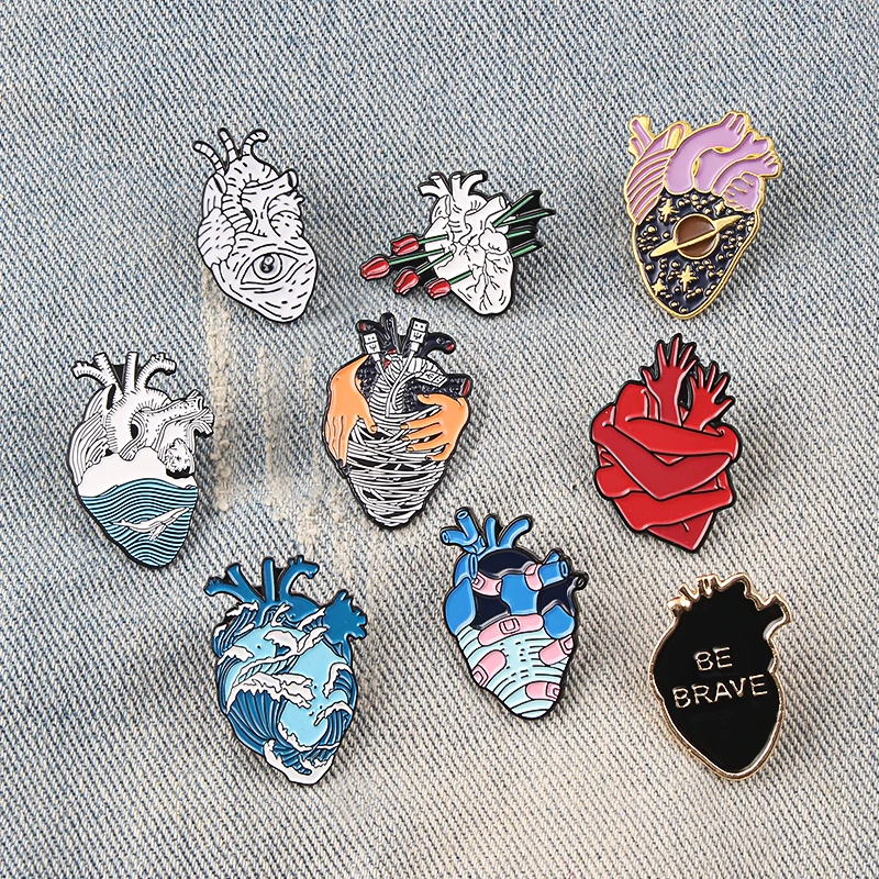 Anatomical Heart Enamel Pins การแพทย์เข็มกลัดหัวใจ Pin สำหรับพยาบาล ...
