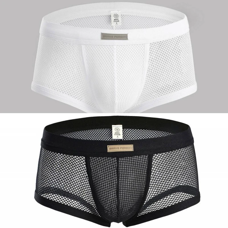 BRAVE PERSON Brand Underwear Men Mesh Breathable Boxer Shorts Summer ...