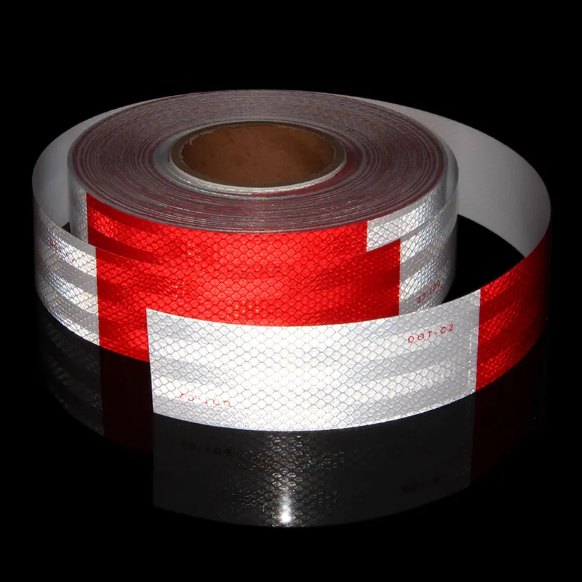 5CMX9M-Red-And-White-Reflective-Tape-DOT-C2-Safety-Warning-Sticker ...