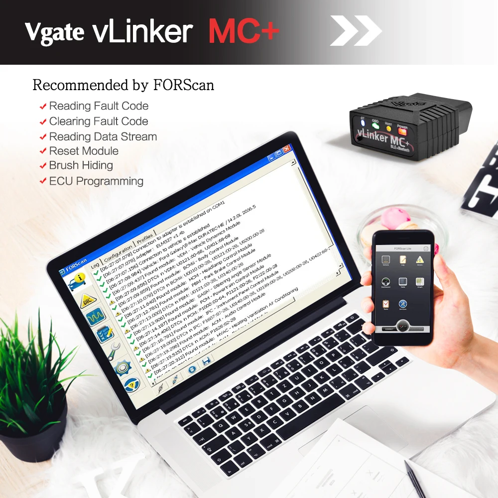 跨境 VLINKER MC+ V2.2版本BLE4.0蓝牙 支持双系统OBD2汽车诊断仪-阿里巴巴