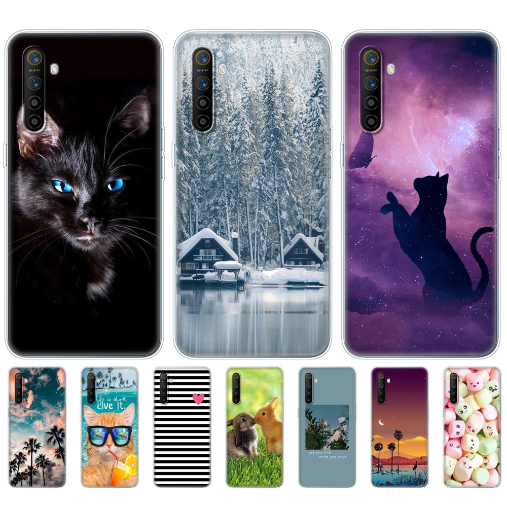 Capa de silicone para realme xt caso rmx1921 tpu macio telefone pintura ...