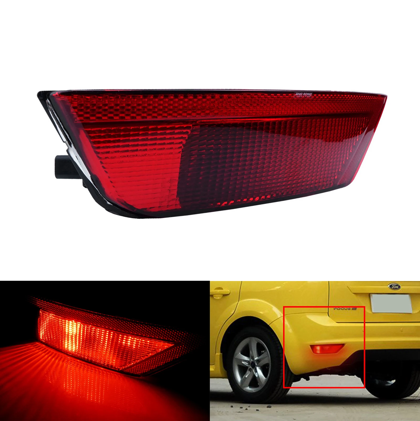 ANGRONG-Left-Rear-Bumper-Reflector-Light-Red-Lens-12V-For-Ford-Focus-MK ...