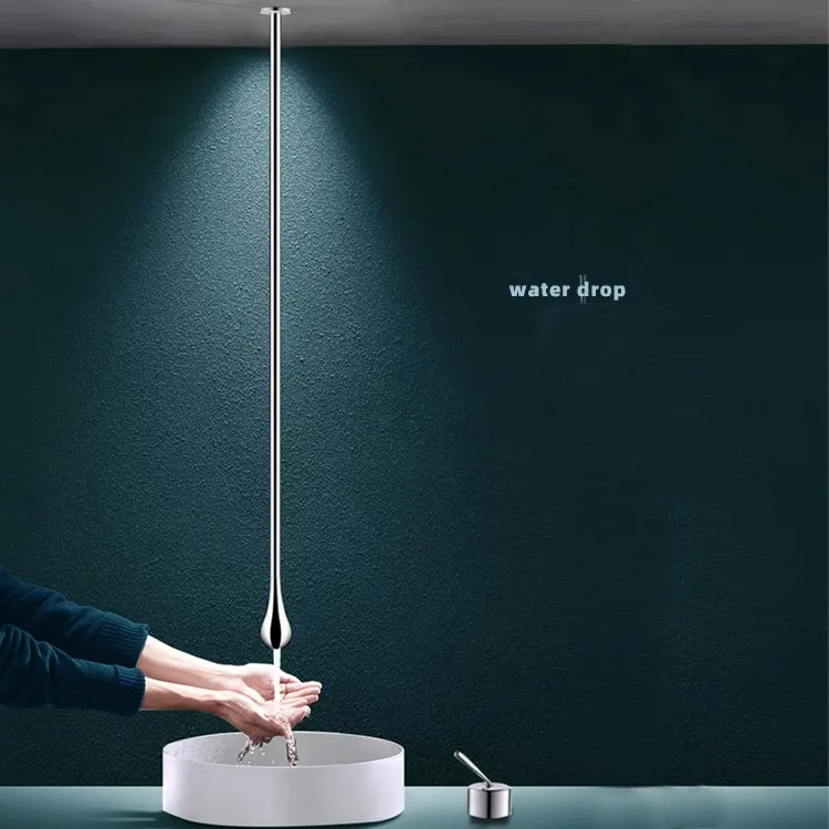 Brushed-gold-Bathroom-ceiling-tap-top-Ceiling-faucet-drop-water-style ...