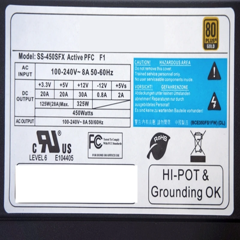 Original PSU For Seasonic ITX SFX Fully Modular 80plus Gold 450W ...