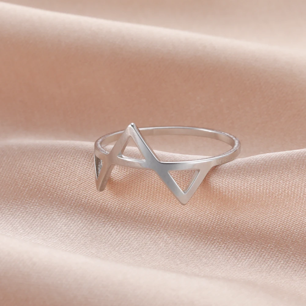 Stainless Steel Triangle Rings | Geometric Triangle Finger Ring ...
