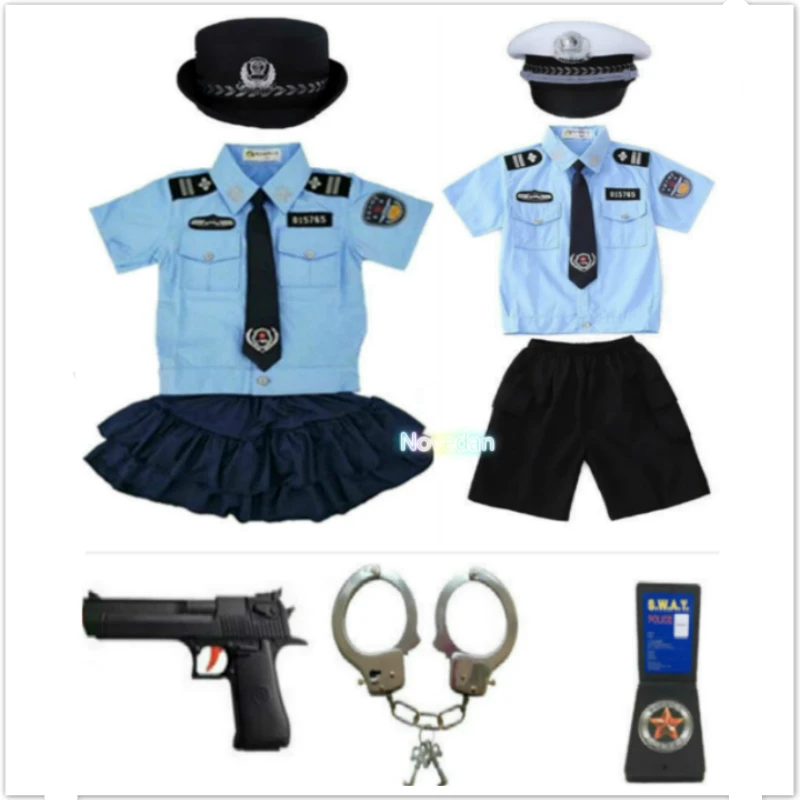 New Kids Child Cop Police Officer Uniform Halloween Police Costume Boys ...