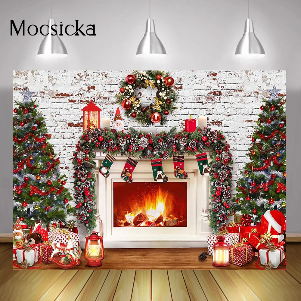 Christmas Fireplace Backdrops