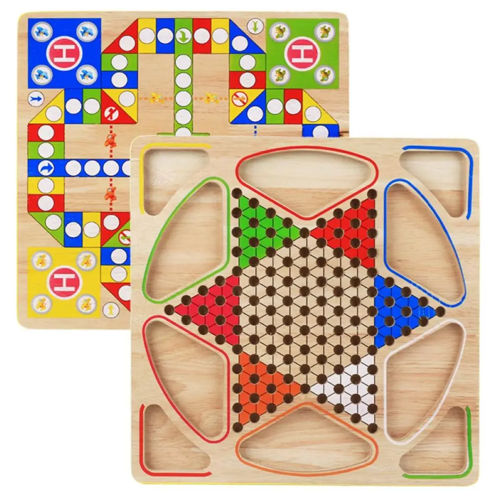 2-in-1-Double-Faced-Mini-Chess-Game-Checkerboard-Wooden-Flying-Chess ...