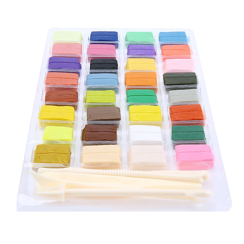 32 Mixed Color Set Oven Bake Polymer Soft Clay Modelling Moulding Diy ...