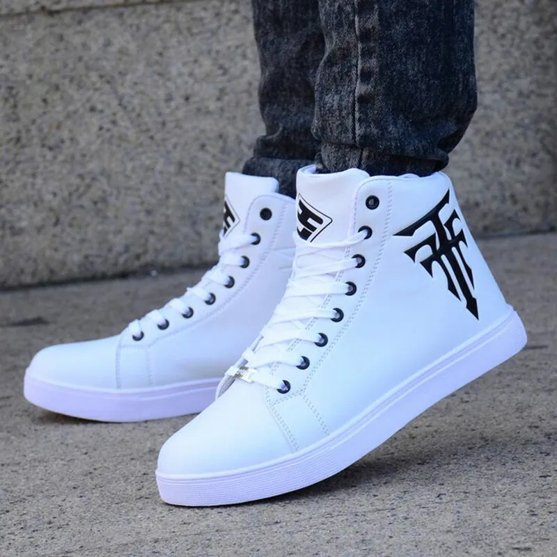 High Top Sneakers Men Casual Shoes Lace Up Trainers Male White Sneakers ...