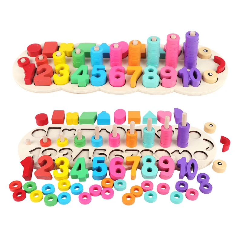 Preschool Wooden Toys Montessori Materials Count Numbers Matching ...